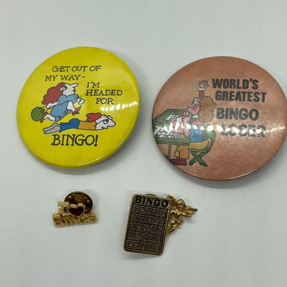 Jewelry | Vintage Lot Of 4 Bingo Theme Pins Button Pinback Lapel Pin ...